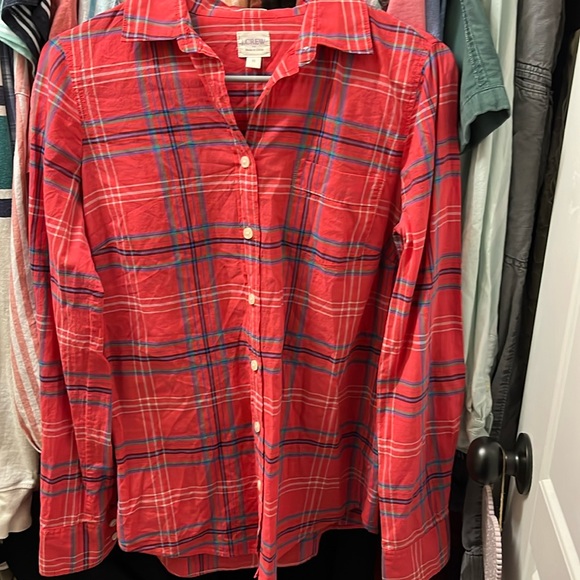 J. Crew | Tops | J Crew Red Plaid Shirt | Poshmark